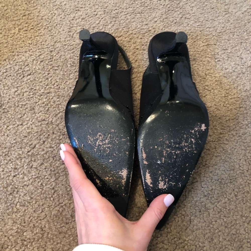 Stuart Weitzman Lustrous Black Satin Heels - Gem